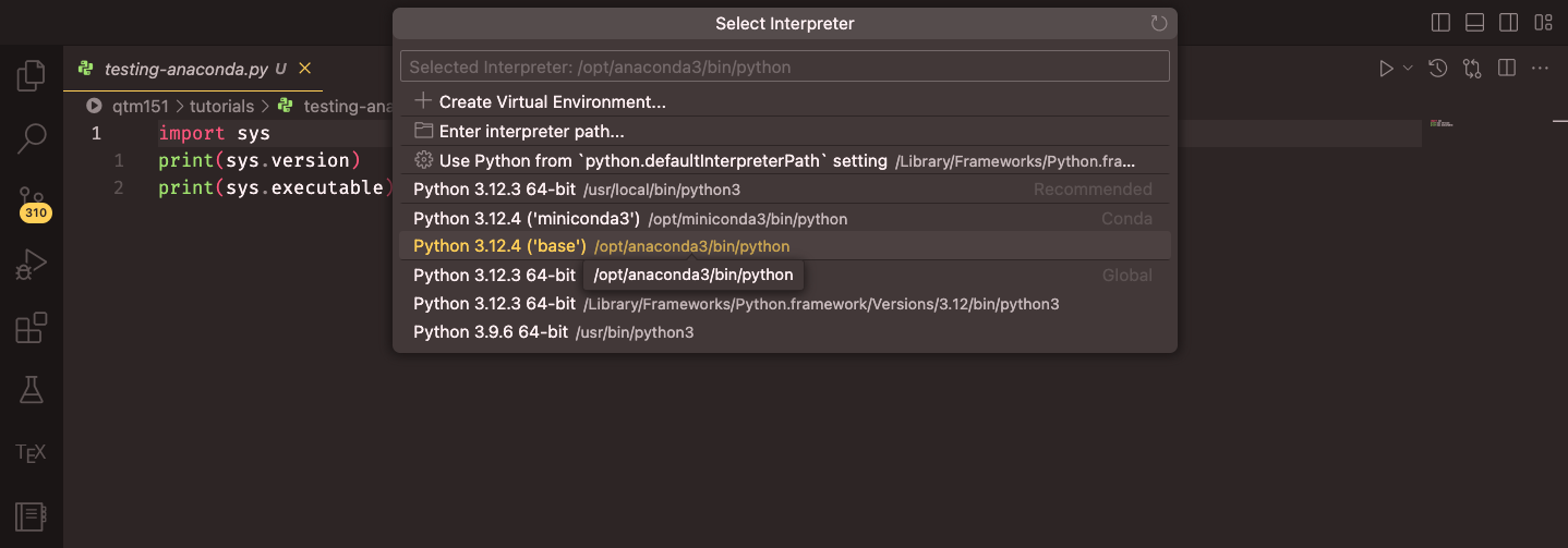Installing VS Code and Connecting it with Anaconda – DATASCI 151